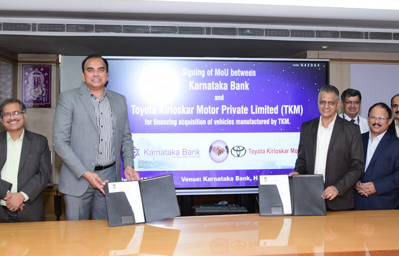 Toyota Kirloskar Motor ties up with Karnataka Bank to Introduce ...